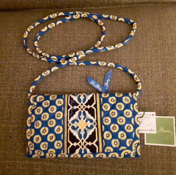Vera Bradley | Bags | Vera Bradley Wallet Wstrap In Riviera Blue Nwt ...